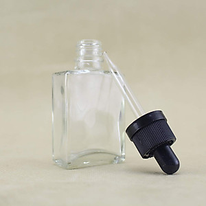 FWD (1 OZ) Clear Square Glass Dropping Bottle with Glass Dropper (3 Pack)