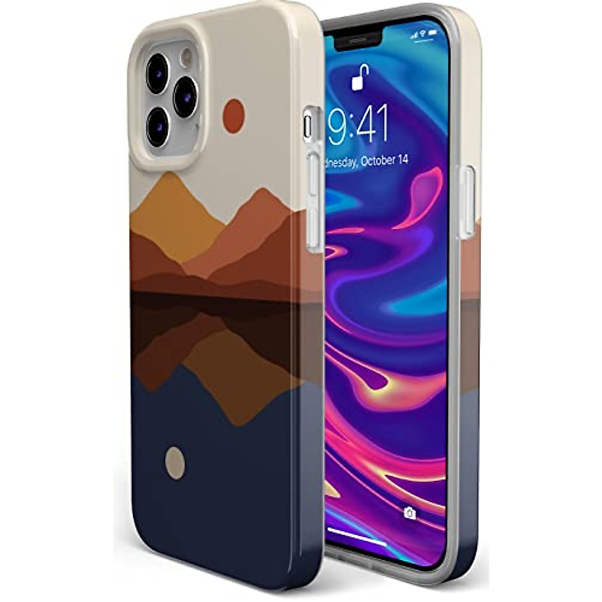 Casely iPhone 12/12 Pro Case | Opposites Attract | Day & Night Colorblock Mountain Case