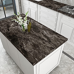 Black Marble Contact Paper Peel and Stick Countertops 15.8" x 78.7" Decorative Wallpaper Waterproof Marble Contact Paper for Countertops Removable Wall Paper Black Vinyl Film for Cabinets Liner