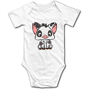 Baby Bodysuit Cute Puaa Pig Jumpsuit Outfits for Boys and Girls, White, 0-6 Months