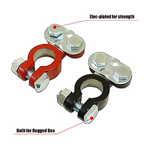 NGHEY Pack-2 Cables Terminal Connectors with 2 PCS Washers, Zinc Plated Cables Terminal Connectors Kit for Marine Car Boat RV Cables Accessories (Silver)