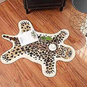 Leopard Print Rug, 2.7 W x 3.5 L Feet Faux Cowhide Skin Rug Animal Printed Area Rug Carpet for Home Office, Livingroom, Bedroom