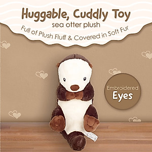 Squirrel Products Cuddle Mates Stuffed Otter Anxiety Stuffed Animal Plush Toy, 14 Inch Otter Plush with Super Soft Minky Fabric, Sea Otter Stuffed Animal for Kids