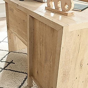 Sauder Pacific View L-Desk, L: 58.47" x W: 58.43" x H: 29.92", Prime Oak Finish