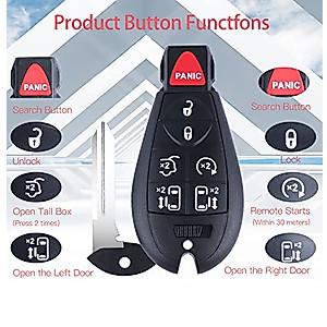 OEM Keyless Entry Remote Key Fob Replacement fit 2008-2019 Dodge Grand Caravan, 2008-2016 Chrysler Town and Country (M3N5WY783X IYZ-C01C 433MHZ 7Btn) Set of 2