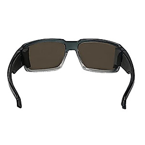 BOMBER Polarized Sunglasses for Men, 2 Tone Crystal Smoke Frame with Ice Blue Mirror Polarized Safety Lens z87 Compliant, UV Protection for Safety Glasses - BG114ICE