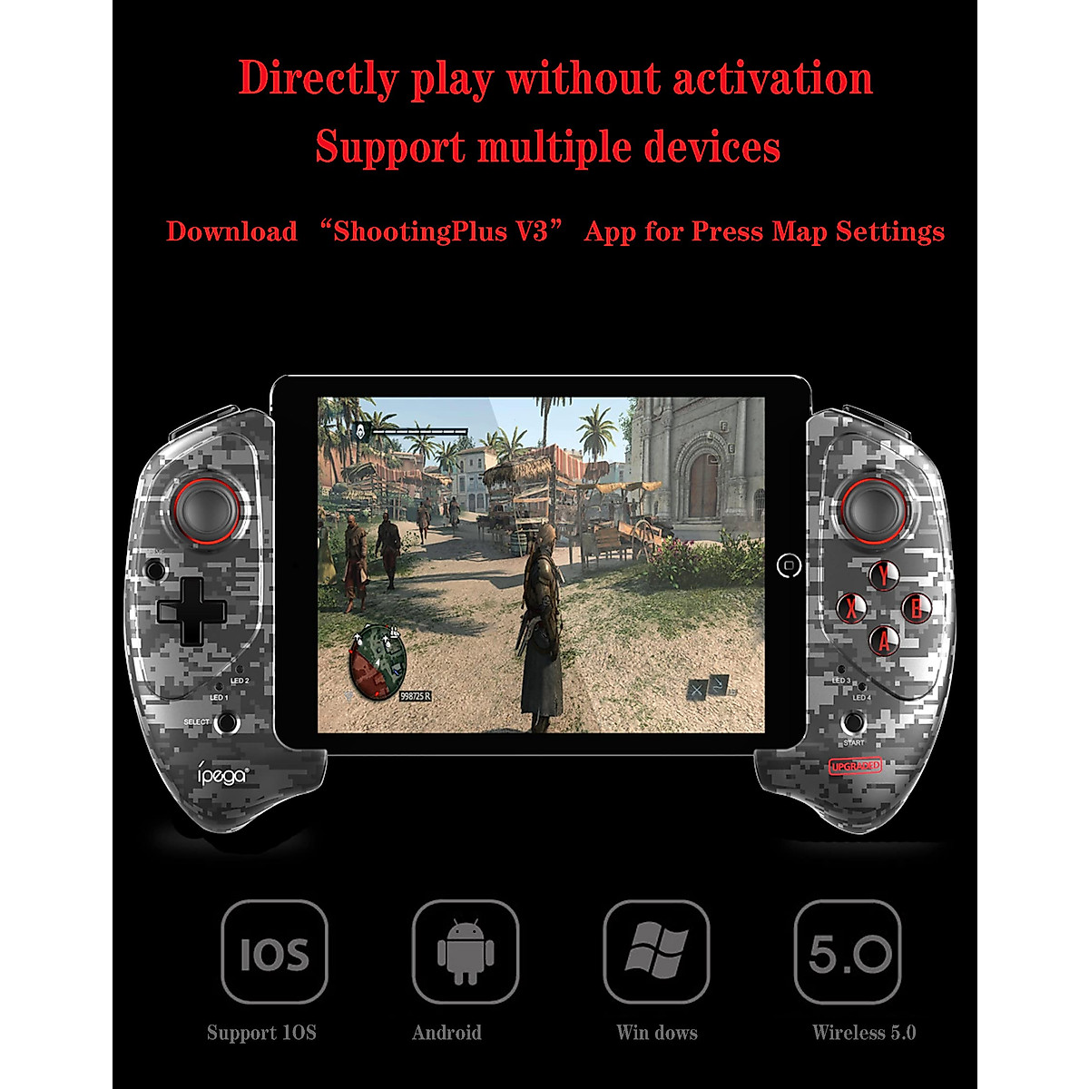 ipega-PG-9083S Wireless game controller for iPhone14/13/12/11/X/XR/8/ ipad for Galaxy S23/S22/S21/S10/ Note20/10 ,LG,one Plus,Android Smartphone Tablet (grey)