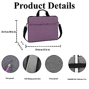 TANGBOLIBO Laptop Sleeve Case 15.6 inch Purple - Slim Case with Pockets for MacBook Pro, Dell Inspiron, HP Pavilion and More - Ideal for Students Professionals and Travelers