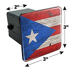 Rustic Distressed Puerto Rico Flag Wood Look Tow Trailer Hitch Cover Plug Insert