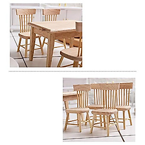 Z MAYABBO Wooden Dollhouse Furniture of Table & Chair, Miniature Dollhouse Accessories of Dining Room Accessory - 1/12 Scale