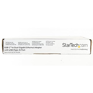 StarTech.com USB-C to Dual Gigabit Ethernet Adapter with USB 3.0 (Type-A) Port - USB Type-C Gigabit Network Adapter (US1GC301AU2R)