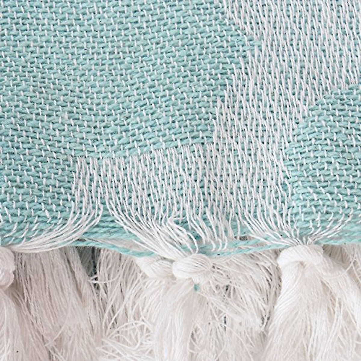 DII Modern Moroccan Cotton Blanket Throw with Fringe for Couch, Chair, Guest Room, Picnic, Camping, Beach, & Everyday Use, 50x60, Aqua