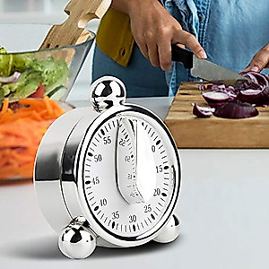 Zerodis Mechanical Kitchen Timer, 60 Minutes Countdown Timer for Cooking Baking Stainless Steel Reminders Alarm Clock for School Learning Projects and Kitchen