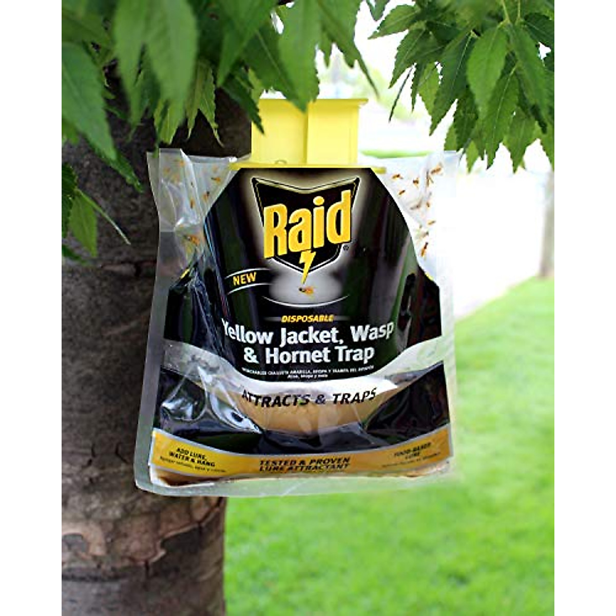Raid Yellow Jacket and Wasp Trap (3-Pack), Outdoor Wasp Trap, Disposable Wasp and Yellow Jacket Trap Bag with Food-Based Attractant