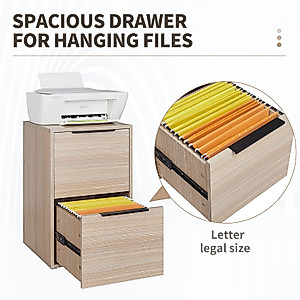 GREATMEET Wooden File Cabinet with 2 Drawer, Vertical Storage Filing Cabinet with Hanging Bars for Letter Size, 2 Drawer Filing Cabinets for Home Office, Beige