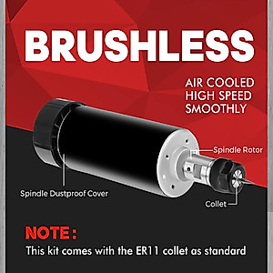 CNC Spindle Motor Kit 500W, 11000RPM Air Cooled Bldc Motor with Integrated Control Box Speed Adjustment Button, for DIY Engraving, CNC Engraving, CNC Drilling