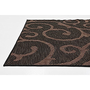 Unique Loom Outdoor Botanical Collection Area Rug - Vine (5' 1" x 8' Rectangle, Chocolate Brown/ Black)