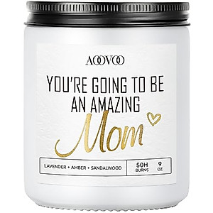 AOOVOO New Mom Gifts - Inspirational Pregnancy Gifts for Expecting Mom, Mother Day Candle Gifts, New Mom Candle Gift, Mom Birthday Gifts, Lavender Scented Candle, 9 oz Soy Wax
