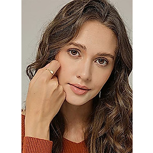 Dainty Opal Promise Band Ring for Women 14K Gold Plated Cute Oval White Fire Opal Birthstone Statement Stackable Finger Rings Comfort Fit Fashion Birthday Wedding Holiday Mother's Day Jewelry Gift (8)