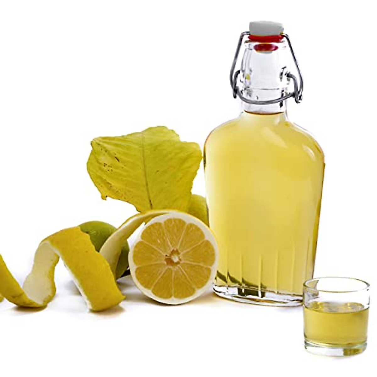 TOPZEA Set of 8 Swing Top Glass Flask, 8.5 Oz Clear Glass Hip Whiskey Flask Pocket Drinking Flask with Airtight Stopper, Easy Cap Liquor Bottle for Spirits, Beer, Brewing Bottle for 2nd Fermentation