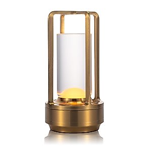 Cordless Portable LED Table Lamp， Rechargeable Battery Operated Desk Lamp with Touch Sensor (2600mAh), Three-Level Dimmable Suitable for Bars/Cafes/Restaurants/Bedrooms/Camping Sites (Gold)