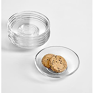 Pasabahce Premium Clear Glass Plate Saucers Set of 6, Safe in Microwave, Great for Servicing Cookies, Snacks, Fruits, Coffee, and Tea Cups, Housewarming Idea