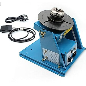 DENESTUS Rotary Welding Positioner Turntable Table with Foot Pedal 0 to 90º Welding Positioner Turntable Table 2.5" 3 Jaw Lathe Chuck 2 to10r per Min Portable Welder Mini Table Machine