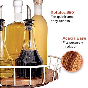 The Ría Safford Collection by iDesign Acacia Wood and Wire Turntable, 11", Coconut