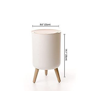 Trash Can | 7 Liter (1.8 Gallon) / 2 Liter (0.5 Gallon) | Push-to-Open Lid | Premium Plastic Wood Grain Nordic Minimalist Modern Waste Basket for Kitchen, Bathroom, Bedroom, Living Room, Office (1.8 Gallon (7L))