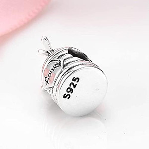 925 Sterling Silver Pendant Charm Bead For Pandora & Similar Charm Bracelets or Necklaces (Honey Pot Winnie the Pooh Bear Valentines Day)