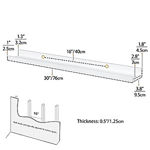 Wallniture Denver Modern Wall Mount Floating Picture Ledge Shelf - Nursery Hanging Bookshelf - 30 Inch White Set of 4 - Mounting Hardware Included