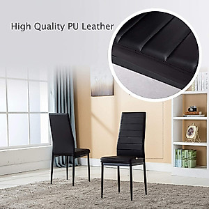 NIERN Black Dining Chairs Set of 4, Modern High Back Soft Padded Dining Room Chair Kitchen Chair for Dining Room, Kitchen (4, Black)