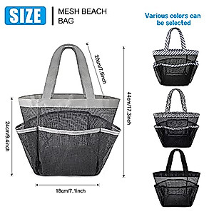 8 Pocket Mesh Shower Caddy Basket Portable, Toiletry Caddy Organizer for Bathroom College Dorm Room, Gym, Showers, Swimming, Travel Essentials and for Bathroom Accessories (Gray)