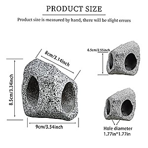 WishLotus Aquarium Cave Decoration, Ceramic Double Hole Betta House Hidden Tunnel Fish Tank Decoration Accessories for Shrimp Cichlid Natural Breeding and Betta Hiding (B)