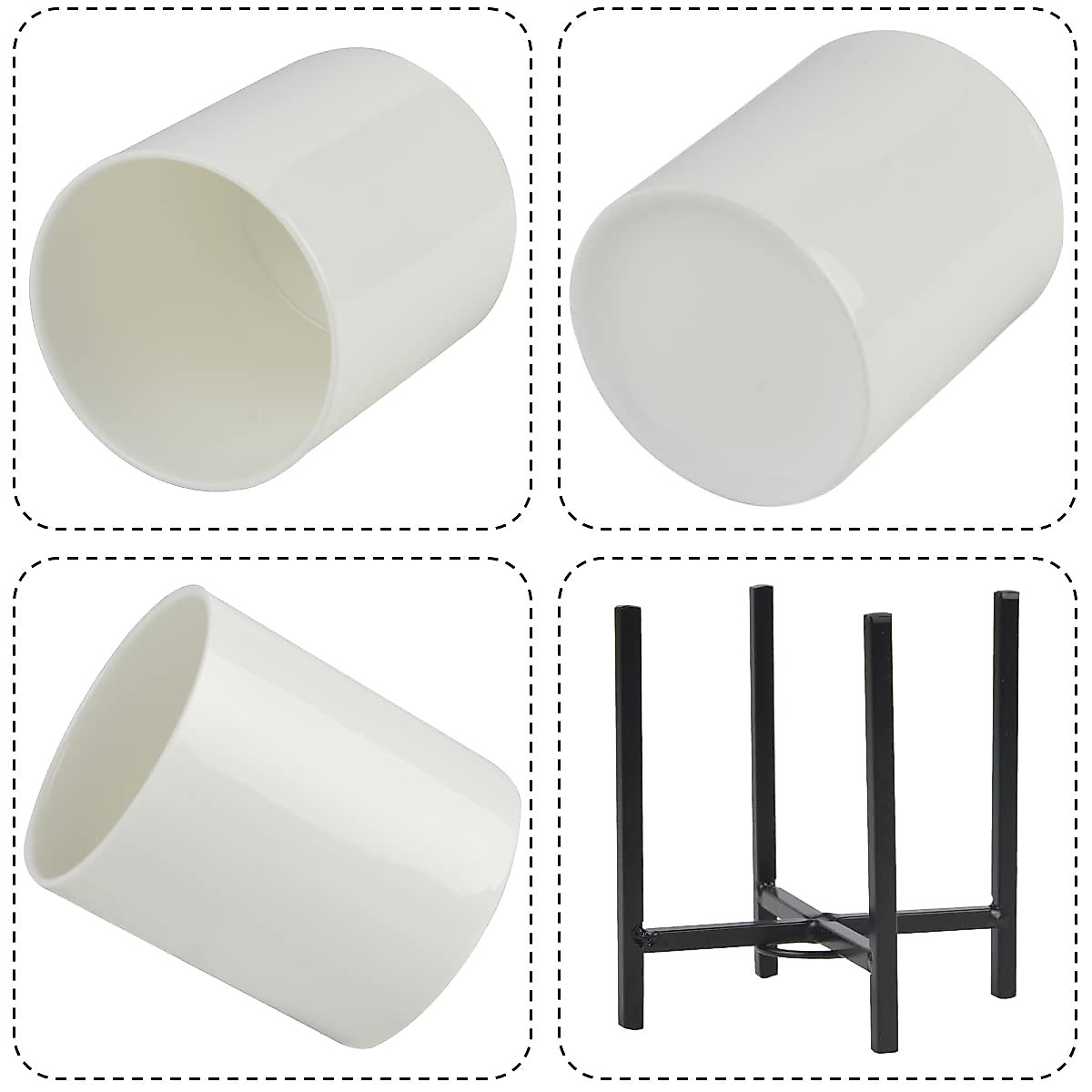 MONOSUGO Silverware Holder for Countertop, Kitchen Spoon and Fork Holder, Utensil Caddy Countertop Utensil holder, Ceramic Cutlery Holder Robust Silverware Caddy with Black Metal Frame, 1 Pcs