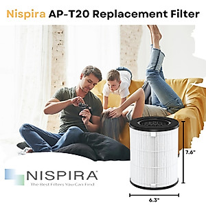 Nispira AP-T20FL True HEPA Replacement Filter Compatible with TotalClean 360° Tower Air Purifier AP-T20 AP-T20WT, 3 Packs