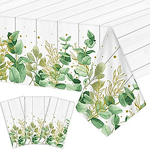 3 Pieces Eucalyptus Leaf Tablecloths Sage Green Baby Shower Birthday Party Decorations Eucalyptus Leaves Plastic Table Covers Tropical Plant Table Cloths for Birthday Wedding Table Party Supplies