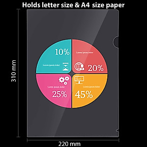 WOT I 48PCS Plastic Clear Document Folders - L-Type Folders Copy Safe Project Pockets, for A4/ Letter Size Sheets, Transparent Color