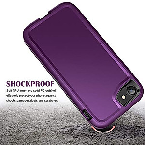 WeLoveCase iPhone SE 2022/2020 Case, Cover 3 in 1 Full Body Heavy Duty Protection Hybrid Shockproof TPU Bumper Protective Case for Apple iPhone SE 2nd Generation & iPhone 7/8 Purple