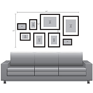 DesignOvation Gallery Wood Photo Frame Set for Customizable Wall Display, Rustic Brown 11x14 matted to 8x10, Pack of 4