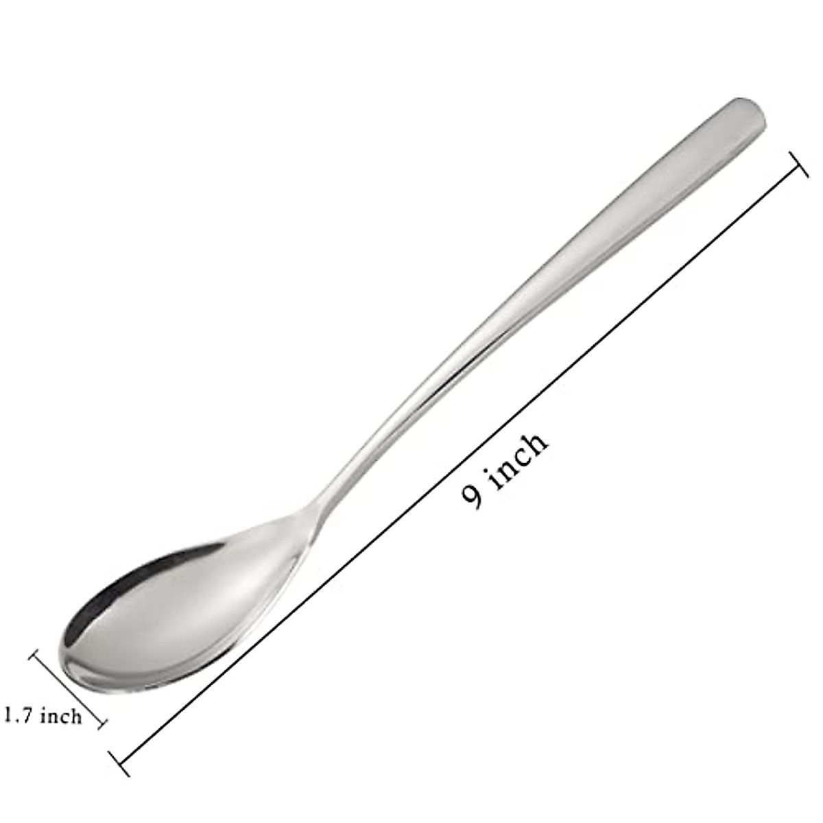 Soup Spoons Set of 6 Stainless Steel Round Spoons Asian Soup Spoon Long Handle Dinner Spoons for Kitchen Restaurant Home