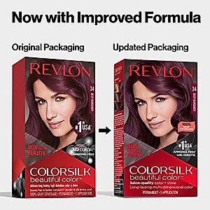 Revlon Permanent Hair Color, Permanent Red Hair Dye, Colorsilk with 100% Gray Coverage, Ammonia-Free, Keratin and Amino Acids, Red Shades (Pack of 3)
