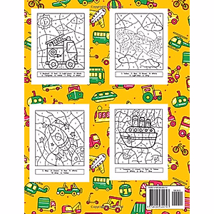VEHICLES Colour by Number: Coloring Book for Kids Ages 4-8: Cars, Trucks, Planes and more