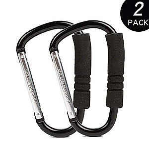 Funbliss Stroller Hooks by Baby，2 Pack Convenient Organizer Hook Bag Clips to Diaper Bags Clothing,Purses,Groceries,Great Hook Set for Mommy When Walking or Shopping(Black)
