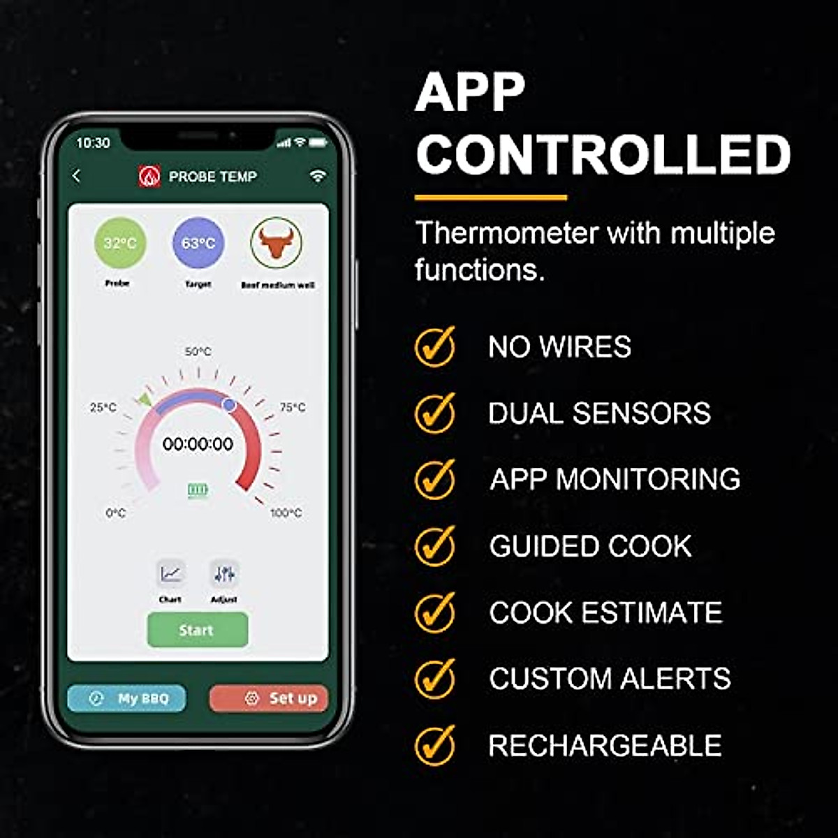 Our M2 Meat Thermometer Digital – App Controlled Bluetooth Meat Thermometer – Meater Thermometer Wireless for Cooking – Stainless Steel Grill, Oven, Smoker, BBQ Thermometer