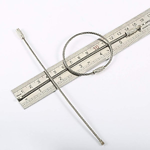 bayite Pack (100) Stainless Steel Wire Keychains Cable, Key Rings, Heavy Duty Luggage Tags Loops Tag Keepers 2mm Twist Barrel (Cable Length: 6 inches)