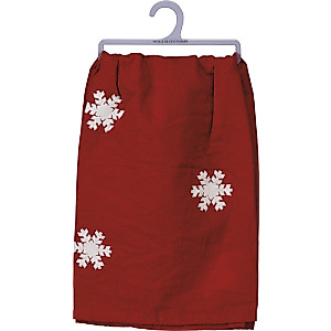 PBK Primitives by Kathy 2 Piece Bundle Red Christmas Kitchen Towels, Merry Christmas and Let It Snow