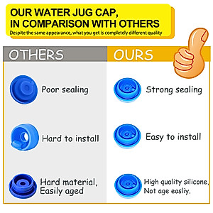Striludo 3 Packs 5 Gallon Water Jug Cap,Reusable 5 Gal Caps for Water Jugs,Replacement Water Bottle Lids，Leak Proof Bottle Caps Fit 55mm Bottles,Multiple Colors