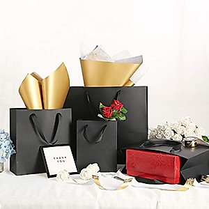 JINMING 12 Large Gift Bags 13x5x10 Inches, Matte Black Gift Bags, Premium Gift Bags with Handles for All Occasions
