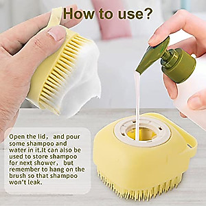 Molain Dog Cat Bath Brush Comb Silicone Rubber Dog Grooming Brush Silicone Puppy Massage Brush Hair Fur Grooming Cleaning Brush Soft Shampoo Dispenser (yellow)